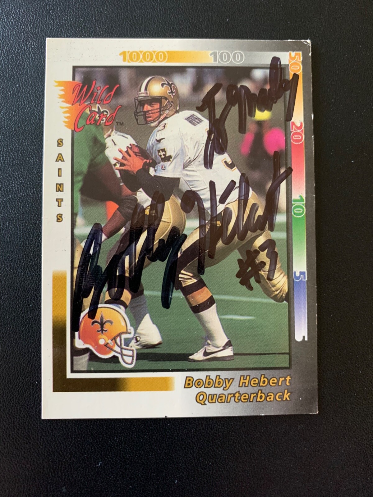 Bobby Hebert Signed 1992 Wild Card Card New Orleans Saints Autograph ...