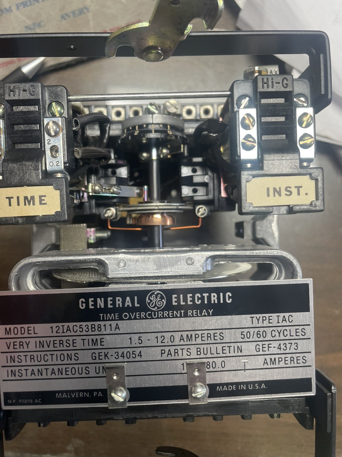 GE 12IAC53B811A TYPE IAC TIME OVERCURRENT RELAY Tested 1 Yr Warranty | eBay