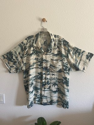 Men's Hawaiian Tommy Bahama Silk Shirt/Coconut Shell Buttons/Large/(Pre ...