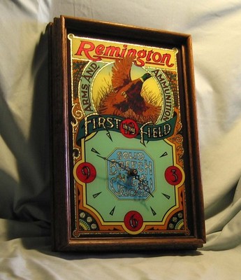 Vibrant Vintage REMINGTON Painted Glass - Foil Backed PHEASANT Clock ...