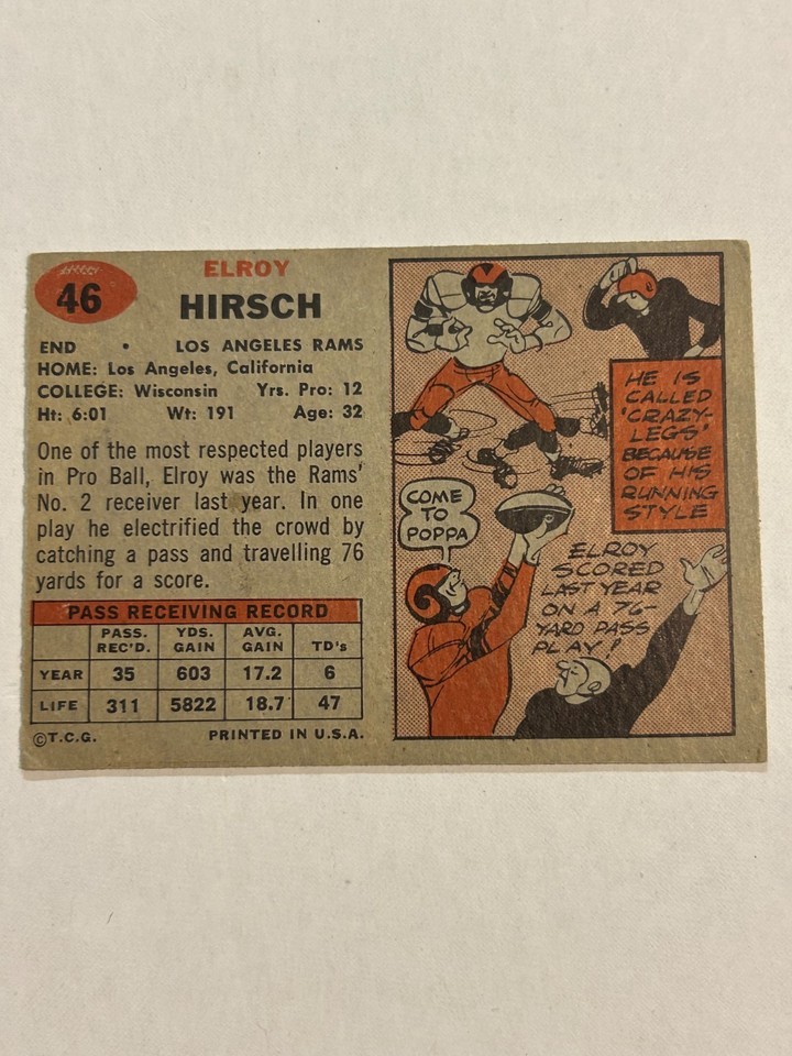 1957 TOPPS ELROY HIRSCH #46 RAMS VGEX | eBay