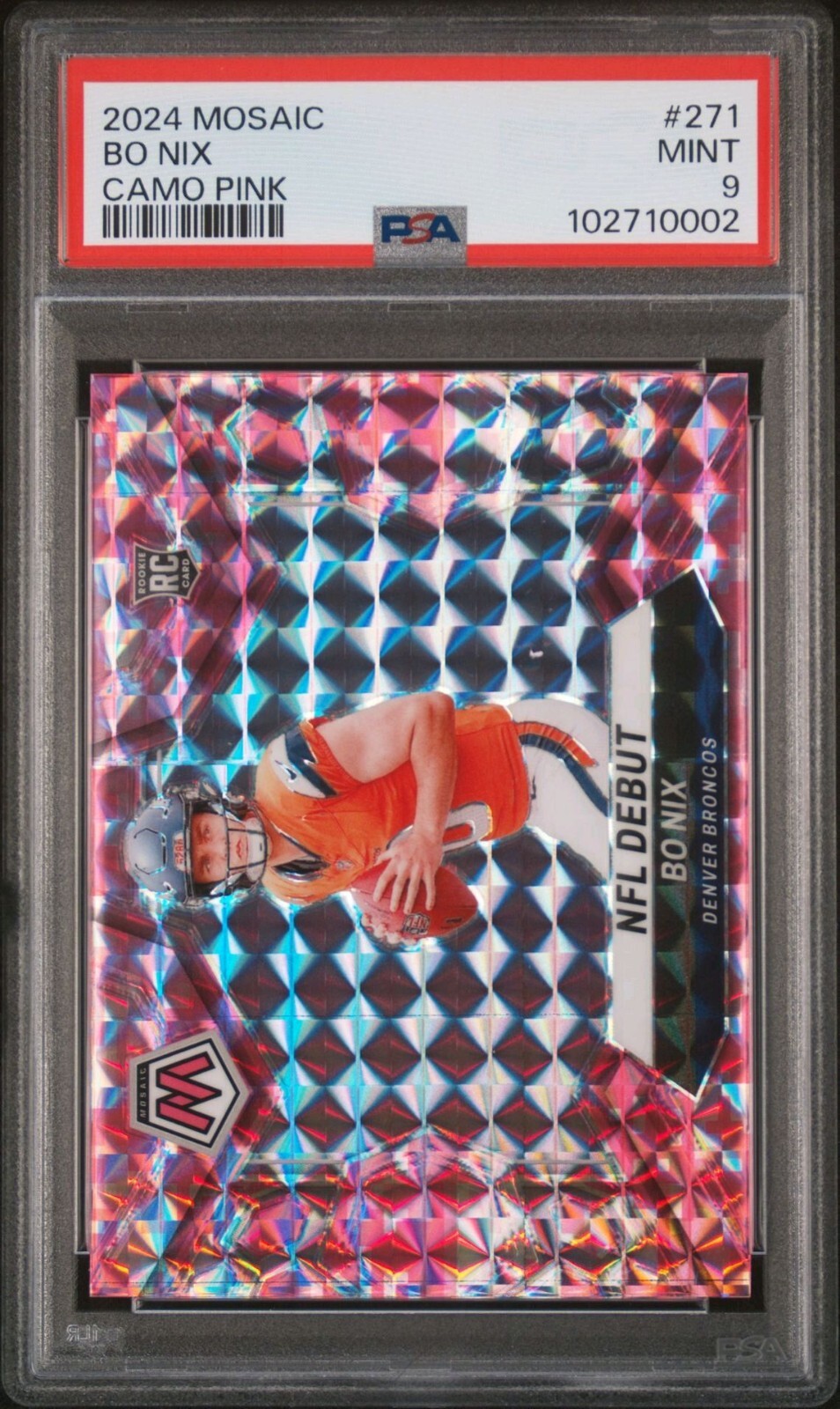 2024 Panini Mosaic - NFL Debut Pink Camo Mosaic Prizm #271 Bo Nix (RC ...