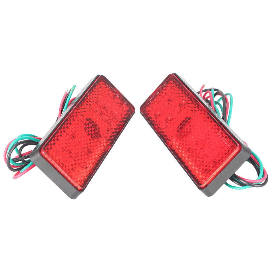 2pcs Red Universal LED Rectangle Reflector Tail Light Signal Light for ...