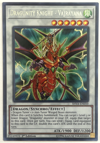 YuGiOh! Dragunity Knight - Vajrayana SHVA-EN050 1st Edition Secret Rare ...