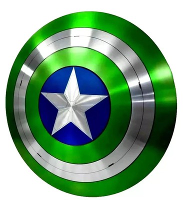 Green Captain America Shield With Star Pattern Emerged Metal Prop ...