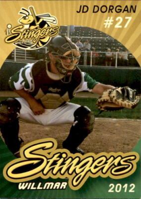 2012 Willmar Stingers Team Issue 10 J.D. Dorgan Eagan Minnesota MN ...