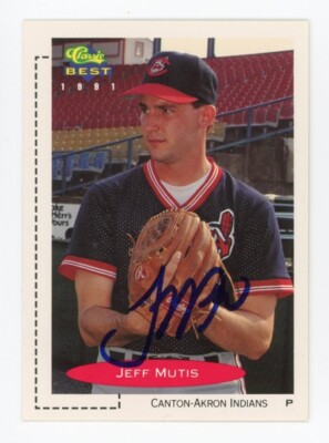 SIGNED BASEBALL CARD AUTO CLEVELAND INDIANS JEFF MUTIS 1991 CLASSIC ...