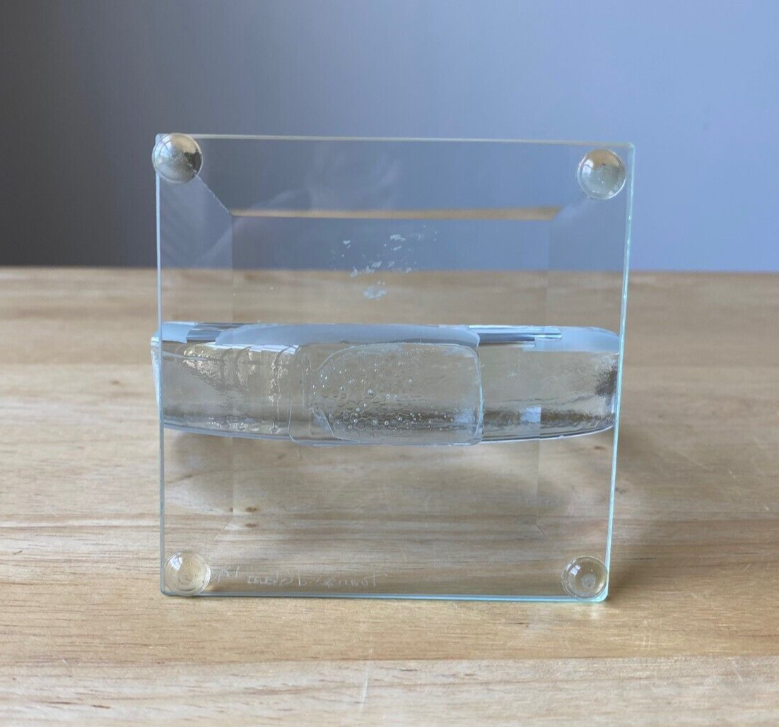 Vintage MILON TOWNSEND ART GLASS Disc Shaped Etched Globe Paperweight ...