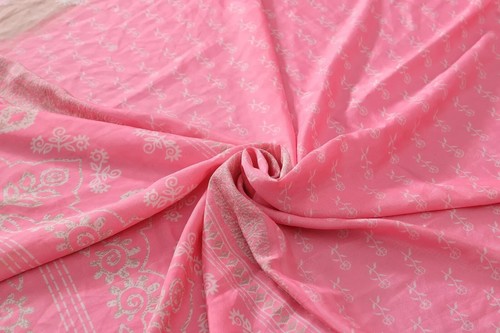 Pink Floral Printed Dress Making Used Silk Saree Fabric 5 Yard Craft ...