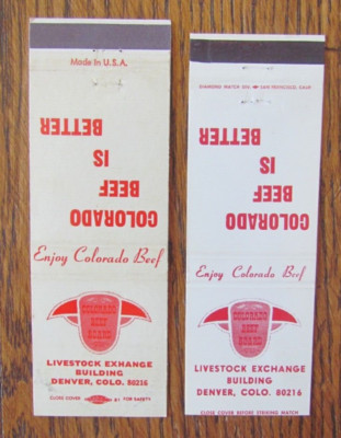 DENVER, COLORADO MATCHBOOK COVERS: COLORADO BEEF BOARD EMPTY ...