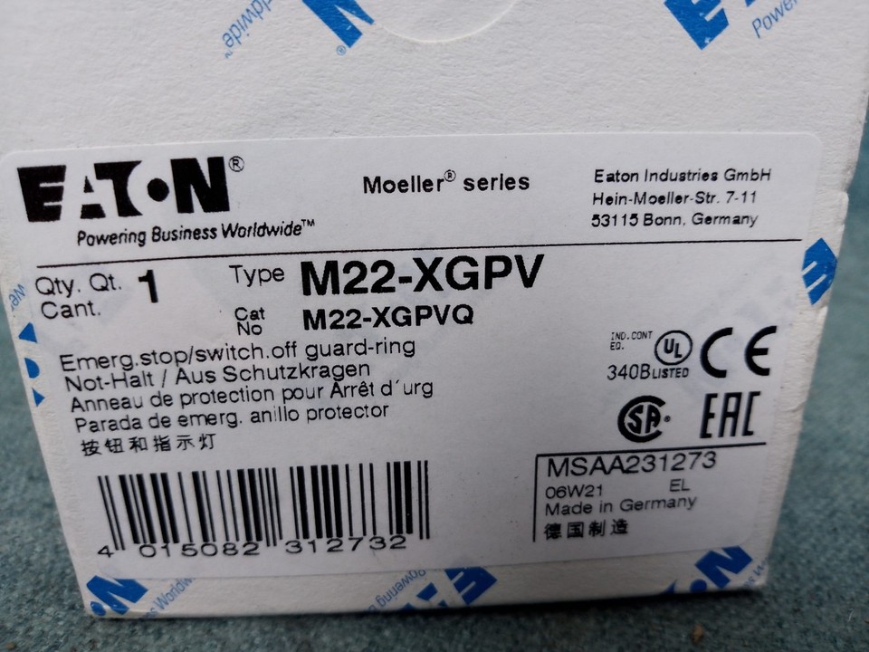Eaton M22-XGPV Guard Ring For Use With 22mm Push Button Switch | eBay