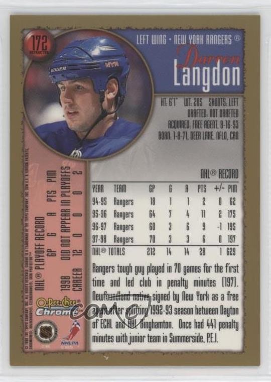 1998-99 O-Pee-Chee Chrome Refractor Darren Langdon #172 6m1 | eBay UK