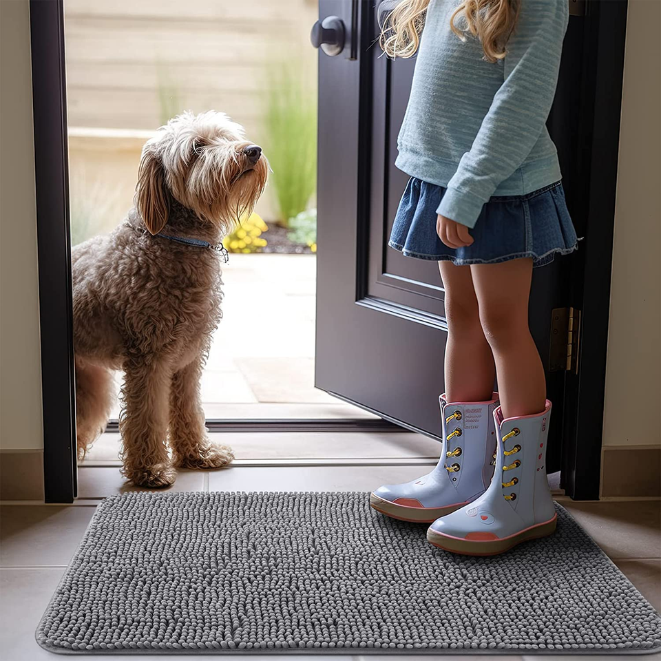 Dog Door Mat for Muddy Paws, Absorbs Moisture and Dirt, Non-Slip ...