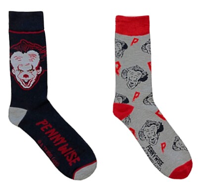 New IT THE MOVIE Mens 2 PAIR OF Socks PENNYWISE THE CLOWN | eBay
