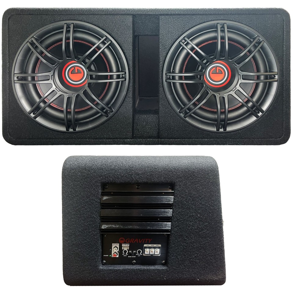 Gravity Dual 12" 1600W Active Powered Car Sub Enclosure Ported ...