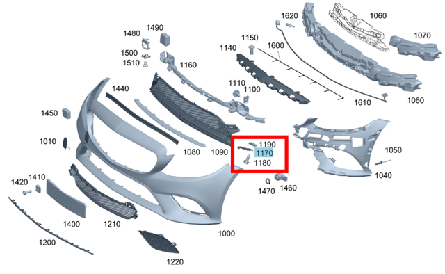 Mercedes-Benz C W205 Front Bumper Right Mounting Rail A2058850921 ...
