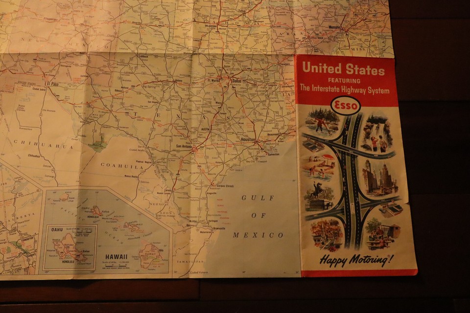 Esso United States Interstate Highway System 1964 25x24 Paper Road Map ...