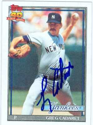 Greg Cadaret autographed baseball card (New York Yankees) 1991 Topps ...