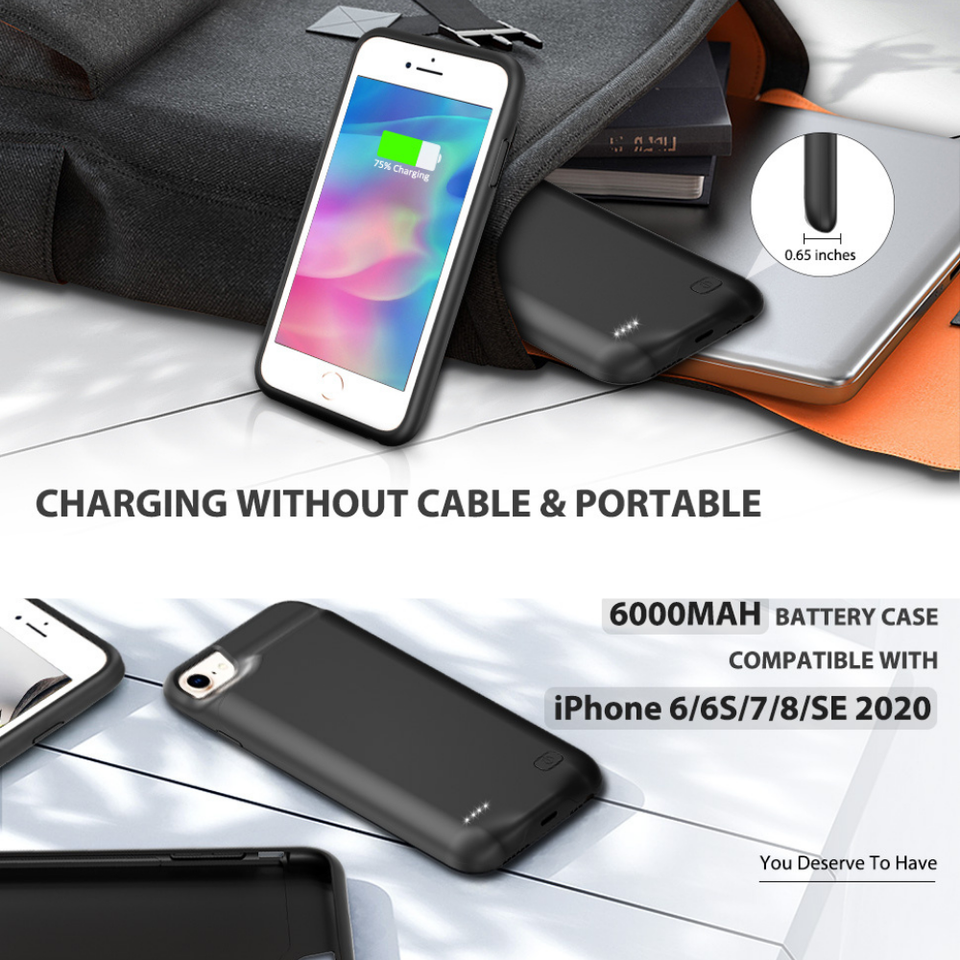 Portable Battery Charger Case Smart Power Bank Cover For iPhone 6 6s 7 ...