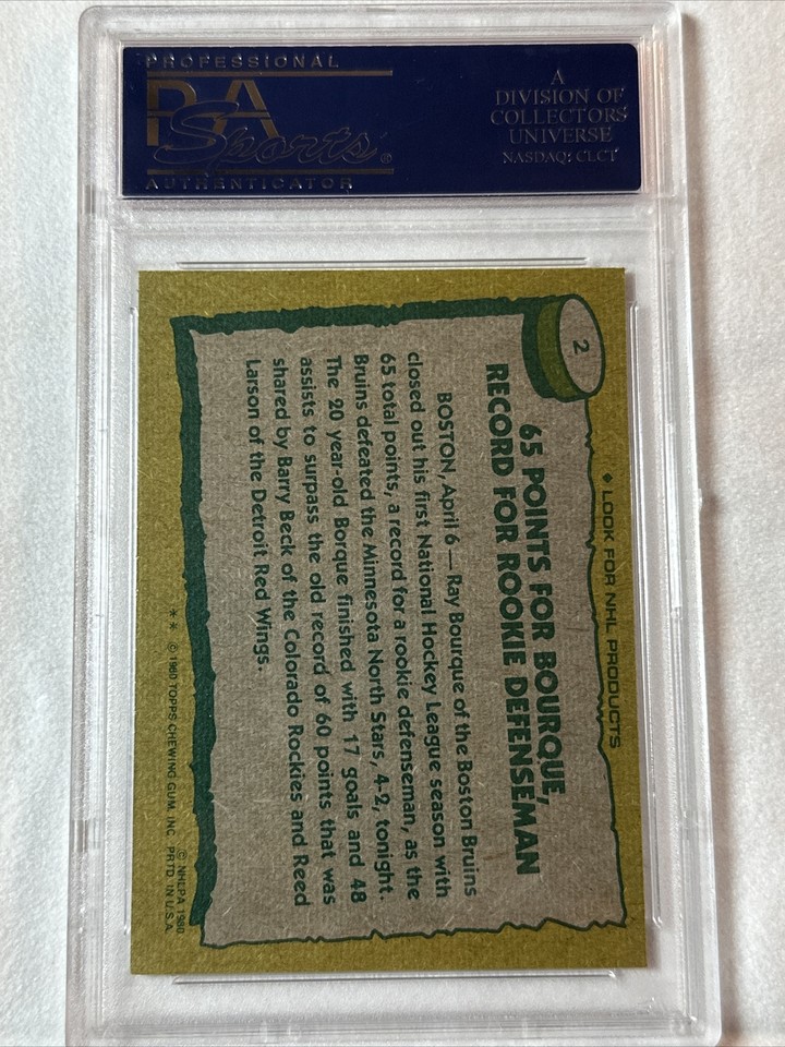 Ray Bourque 1980 Topps Record Breaker Rookie Card PSA 7 Boston Bruins ...