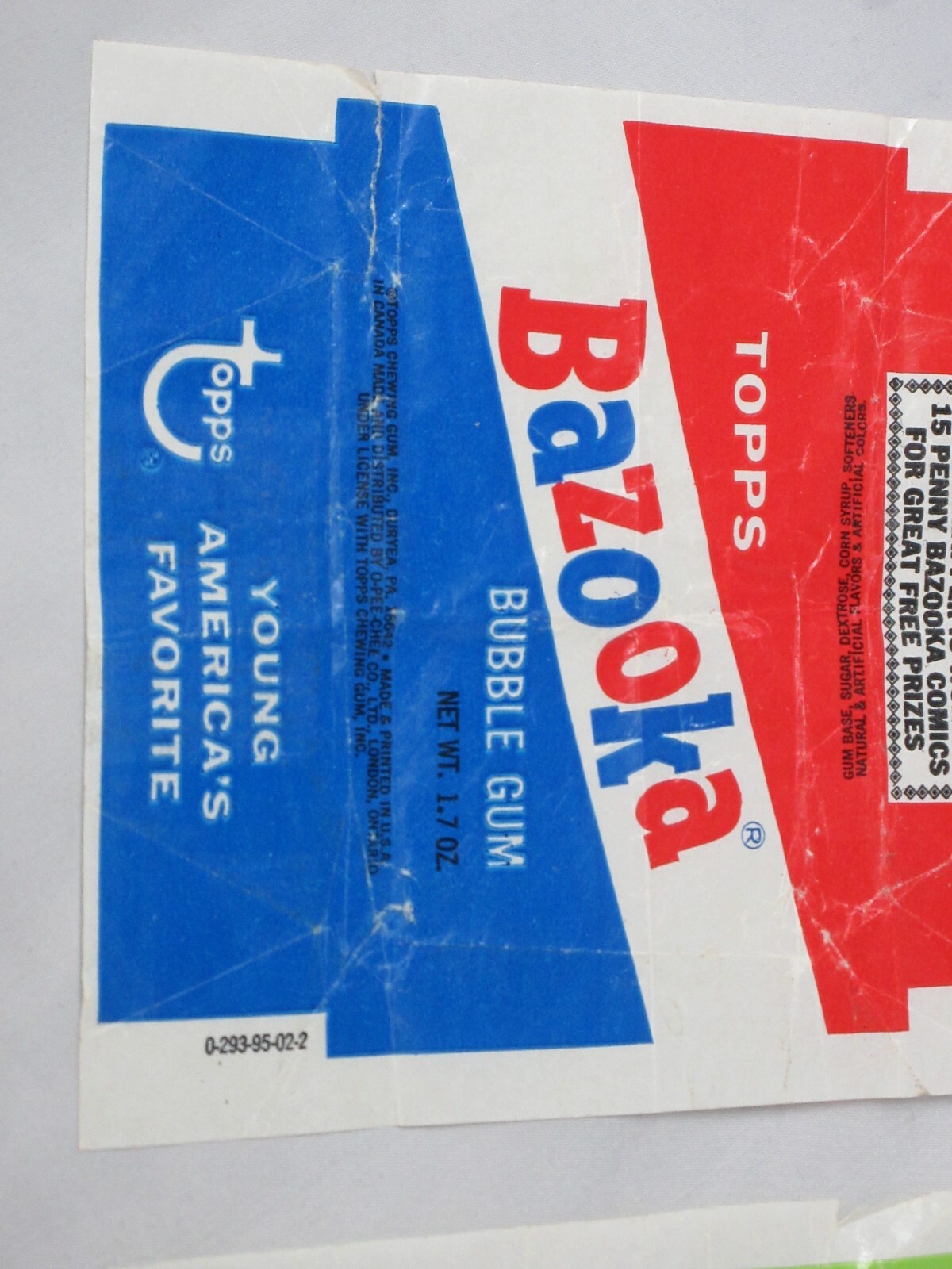 Vintage TOPPS Bazooka Joe Gum Wrapper 1.7oz Lot - CHERRY GRAPE APPLE ...