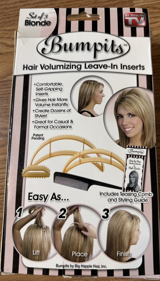 Bumpits Hair Volumizing Inserts Blonde 3pc Set w/ Styling Guide New ...