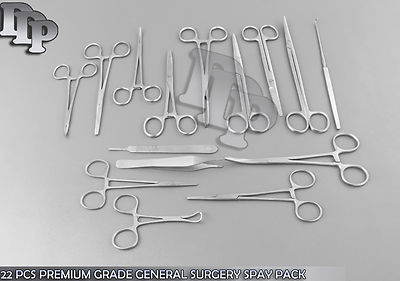 22 PCS PREMIUM GRADE GENERAL SURGERY SPAY PACK SURGICAL DENTAL ...