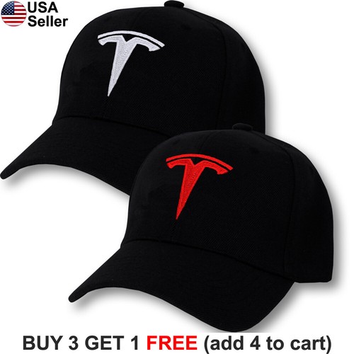 Tesla Logo Cap Emblem Motors T Embroidered Adjustable Hat Model S 3 X Y ...
