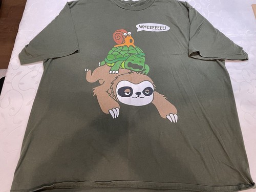 Funny Animal T-shirt Sloth Turtle Snail “Weeeee” Size Apx XL 262 | eBay