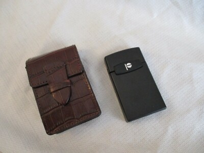 perry ellis shaver RAZOR leather vintage holder brown embossed croco ...