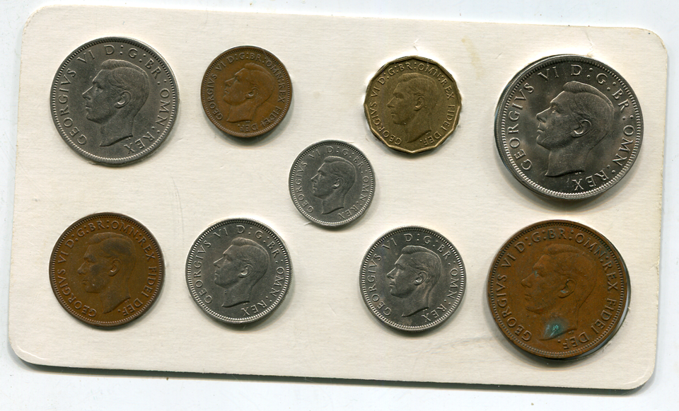 gb 1950 year set, 9 coins , mostly high grades with nwith very scarce ...