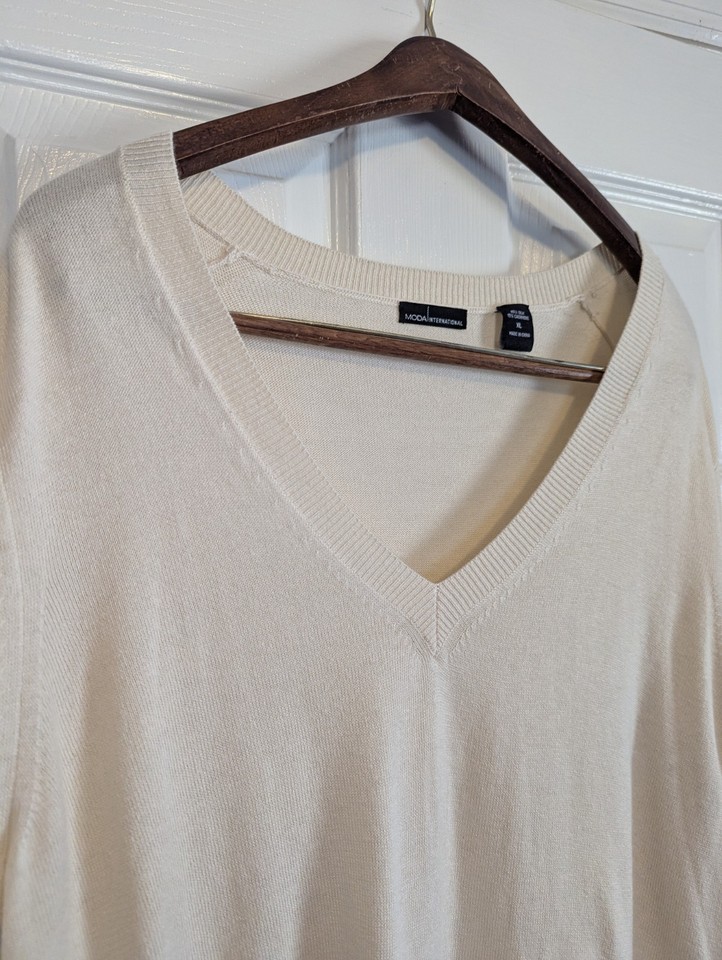 Moda International Silk Cashmere Cream Women's XL Old Money Quiet ...
