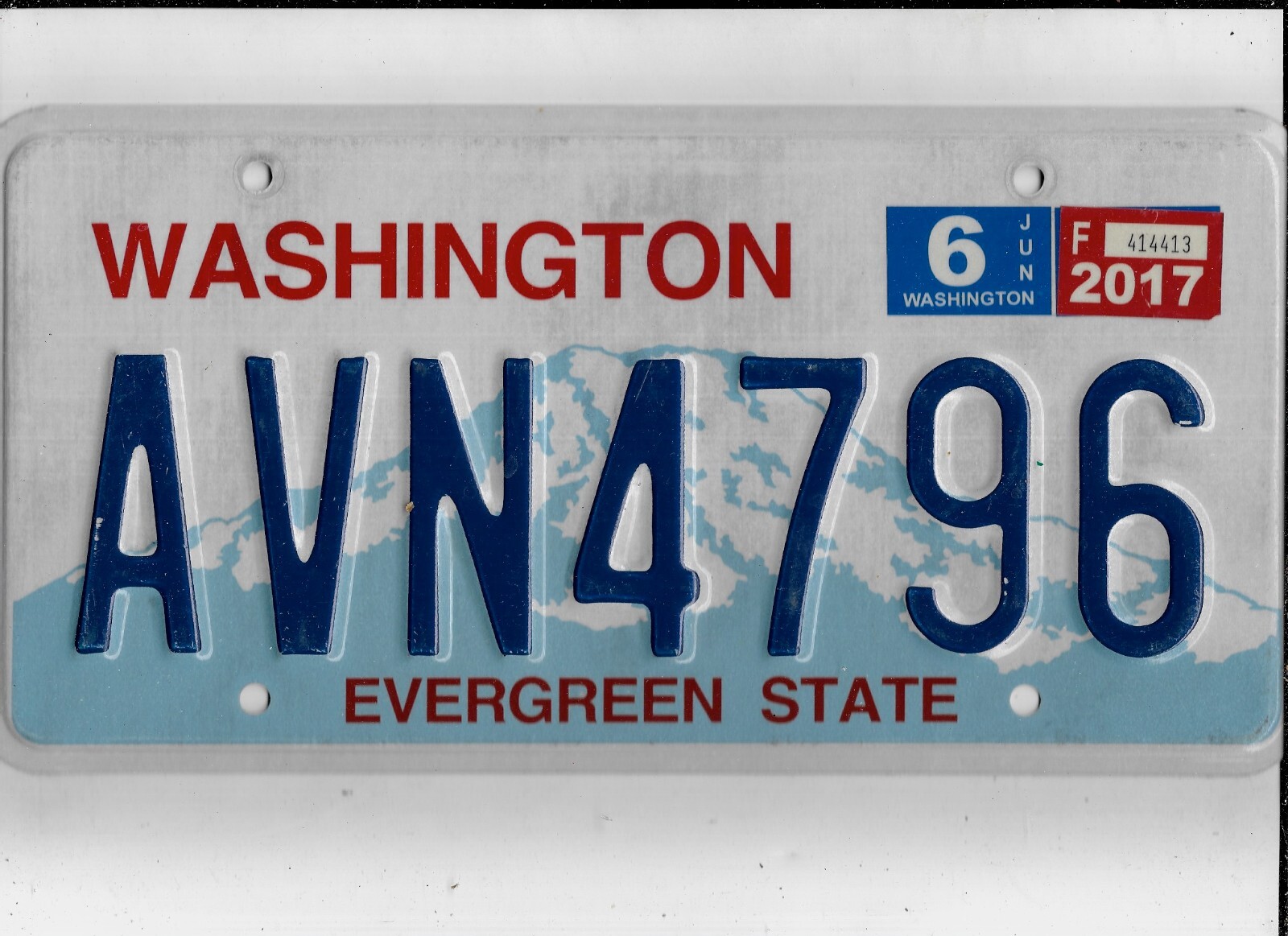 WASHINGTON passenger 2017 license plate "AVN4796" | eBay
