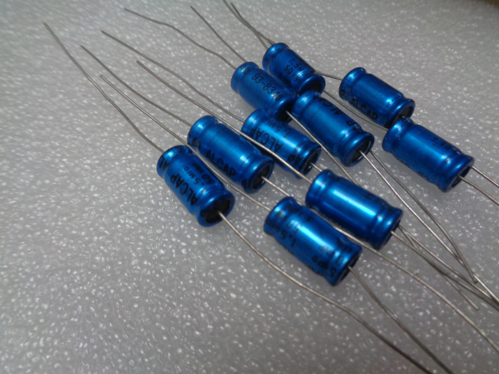 1.5UF 50V 10% AXIAL ALCAP (x10 PER SALE) ALUMINIUM CAPACITOR VINTAGE ...
