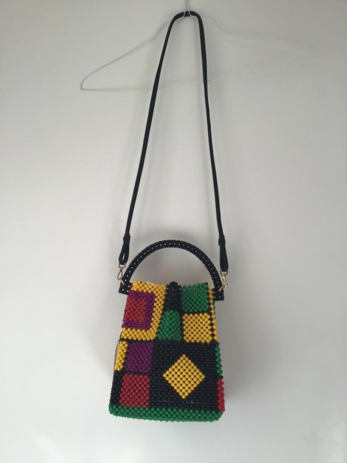 Betina De Luca DEL DUCA Beaded Bucket Shoulder Hand Bag Multi-color ...