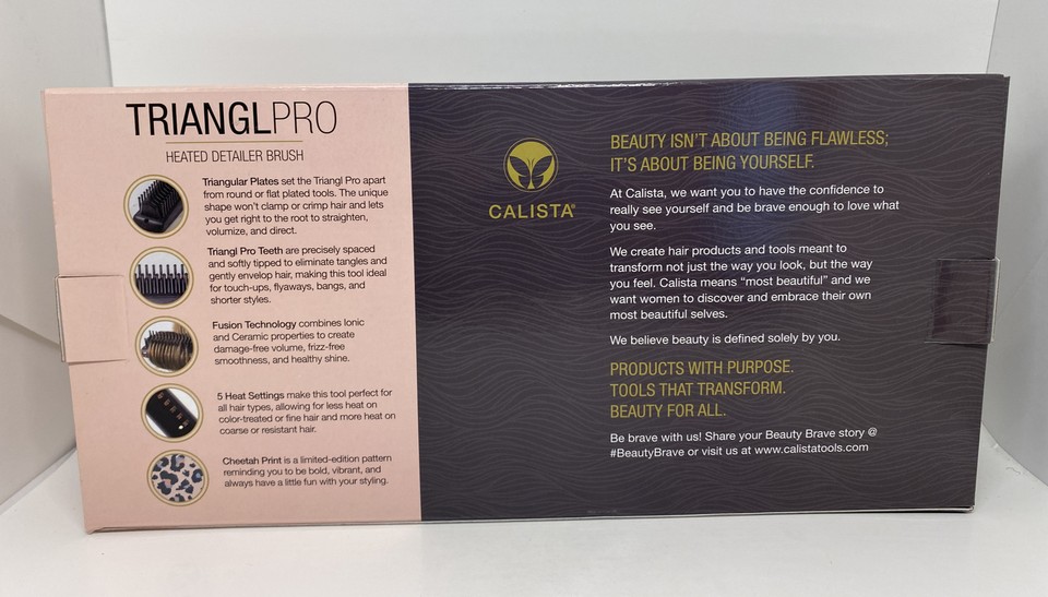 Calista TrianglPRO Triangl Pro Heated Hair Detailer Brush Cheetah Print ...