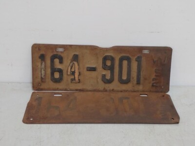 1921 Wisconsin License Plates- Matching Set- original paint- antique ...