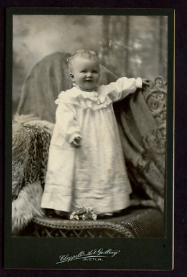 Antique Photo Cabinet Card HAPPY LITTLE BABY FASHION CHAPPELL'S ART OIL ...