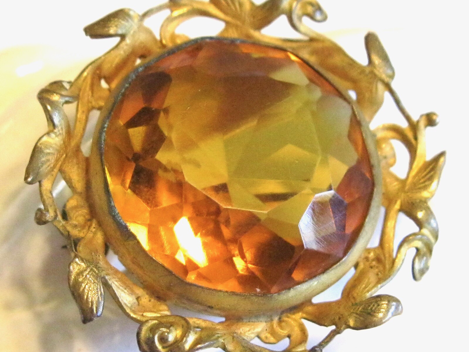 BIG EARLY GEORGIAN VICTORIAN ROUND GLASS GEM JEWEL FA… - Gem