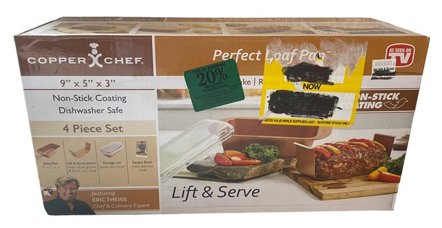 Copper Chef Loaf Pan 9x5x3 4 PC Set Non-stick Dishwasher Safe QQQ 1182 ...