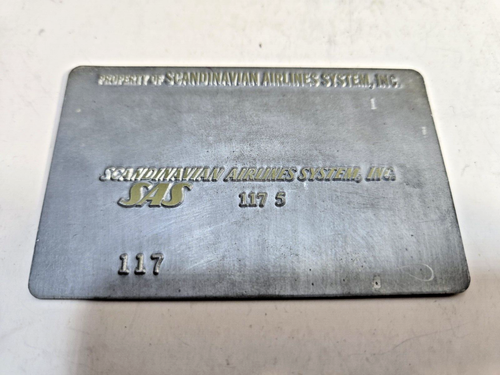 SAS AIRLINE TICKET VALIDATION PLATE -SCANDINAVIAN AIRLINES SYSTEM 11 | eBay