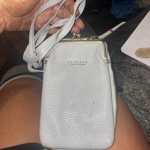 Carr Ken Crossbody Cell Phone Purse Shoulder Bag Wallet Gray Kiss Lock ...