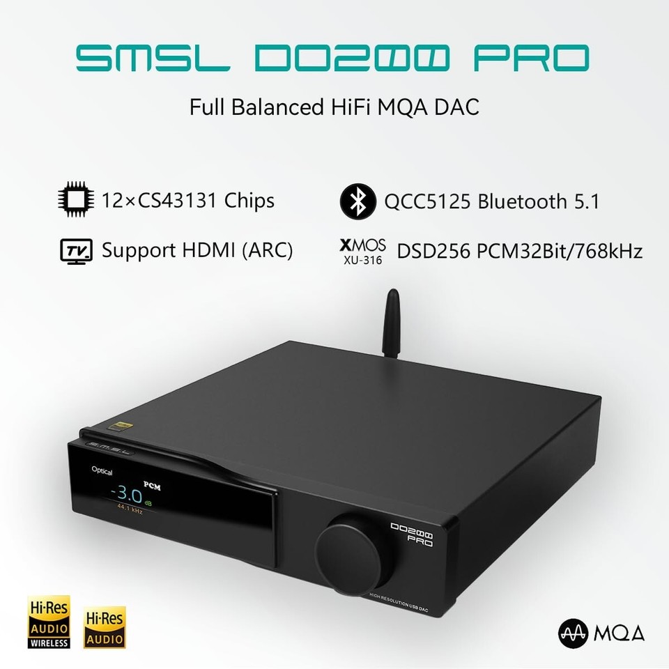 SMSL DO200PRO Desktop Balanced DAC 12xCS43131 XMOS XU-316 32bit/768kHz ...
