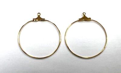 Bulk 4pcs Hoop Wire Earring Component Gold Plated Size 30mm Opens to ...