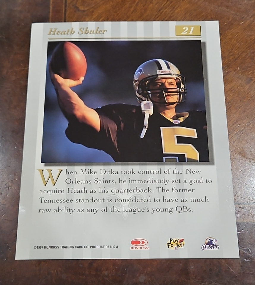 Vintage 1997 Portrait Of Heath Shuler NFL New Orleans Saints by Donruss ...