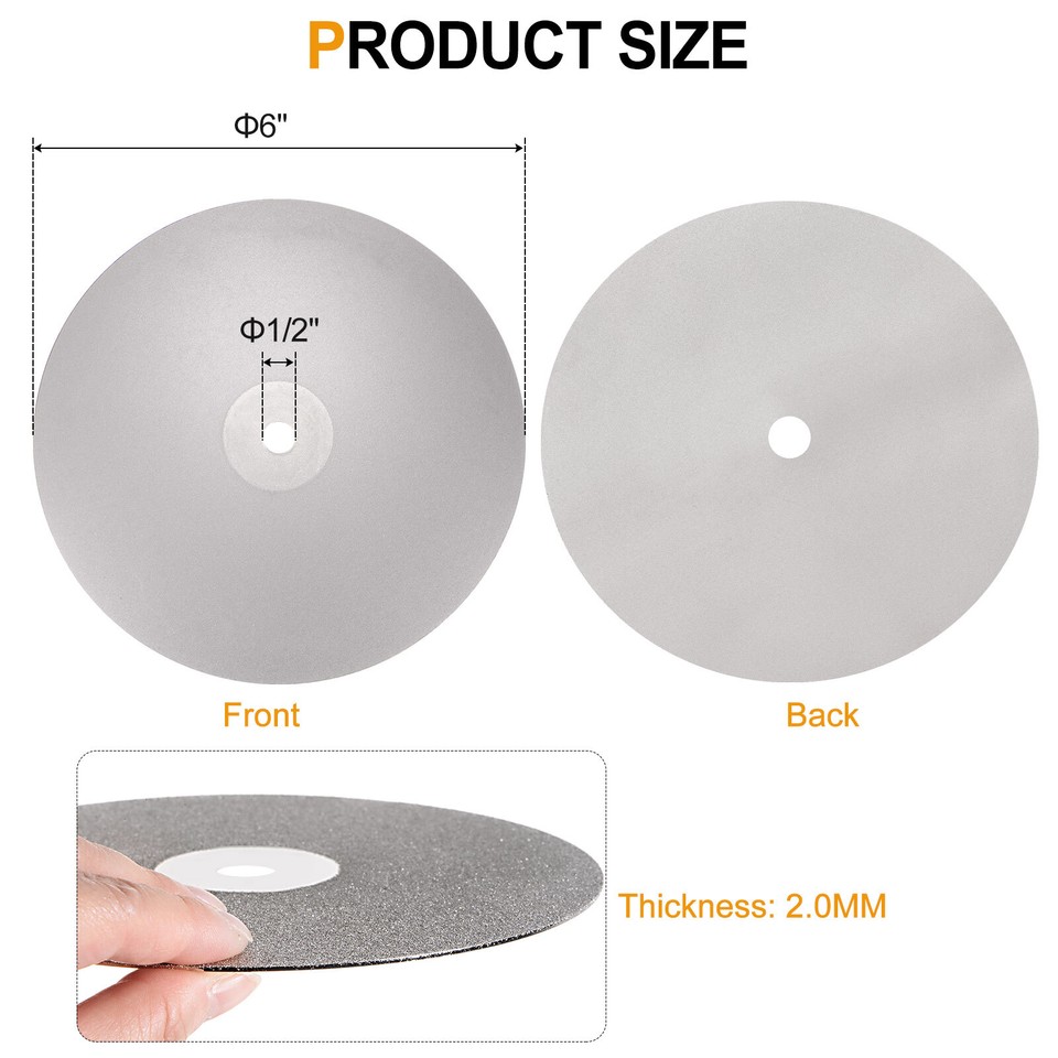 Diamond Flat Lap Disc Set 6" x 1/2" Arbor 50-3000 Grit 16 Sizes ...
