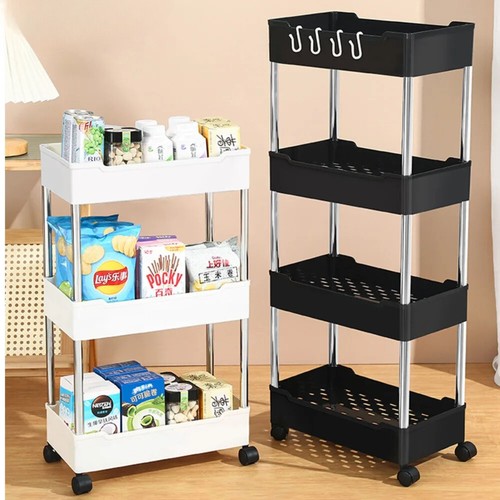 LH 3/4 Tier Mobile Storage Rack Multifunctional Save-Spacing Movable ...
