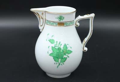 Herend Apponyi grün Handgemalt mit Goldrand Krug Pitcher Saft Milch H ...