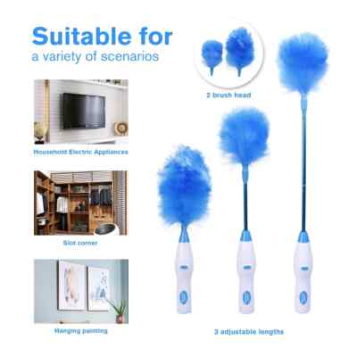 360° Rotatable Electric Feather Duster Dirt Dust Brush Vacuum Cleaner ...