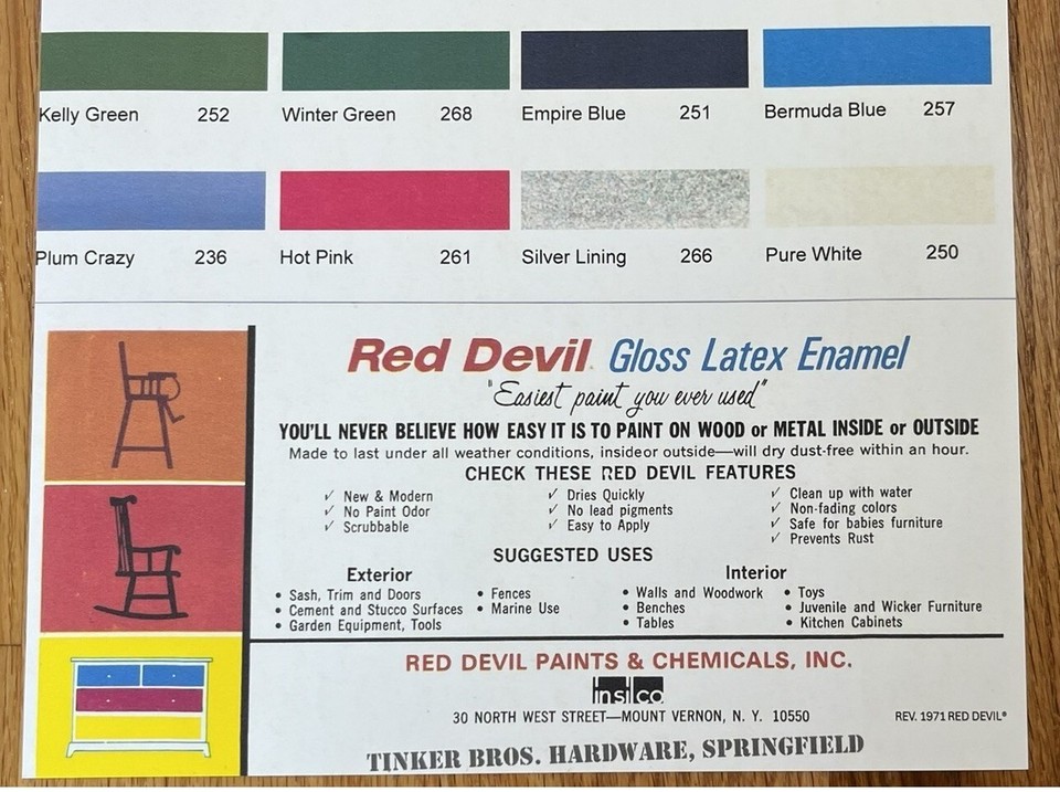 Rare Vintage Red Devil Store Display with Paint Color Chips circa early ...